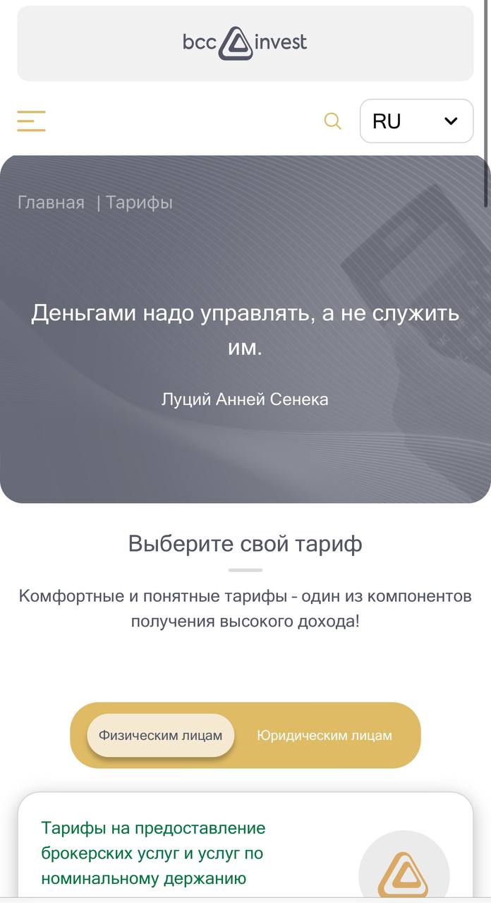 Корпоративный сайт для BCC Invest